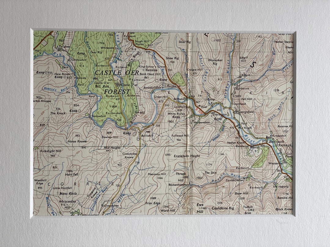 1956 Ordnance Map: Castle O'er Forest, Bentpath (montiert) - Etsy.de
