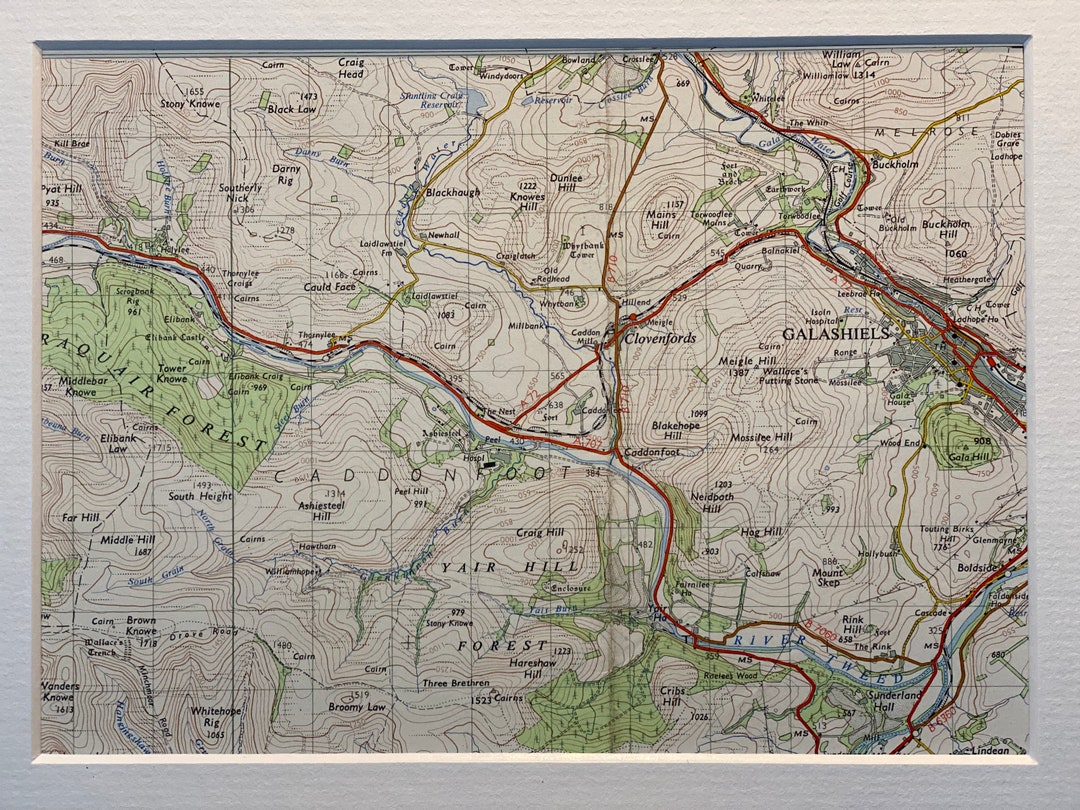 Galashiels, Yair Hill, Dunlee Hill and Surrounding Area Original 1956 ...