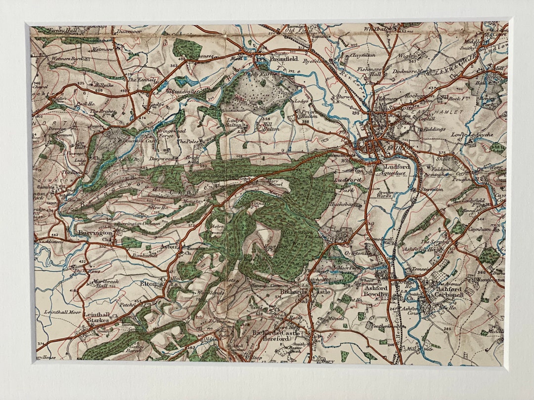 Ludlow, Broomfield, Richards Castle et ses environs Carte originale de ...