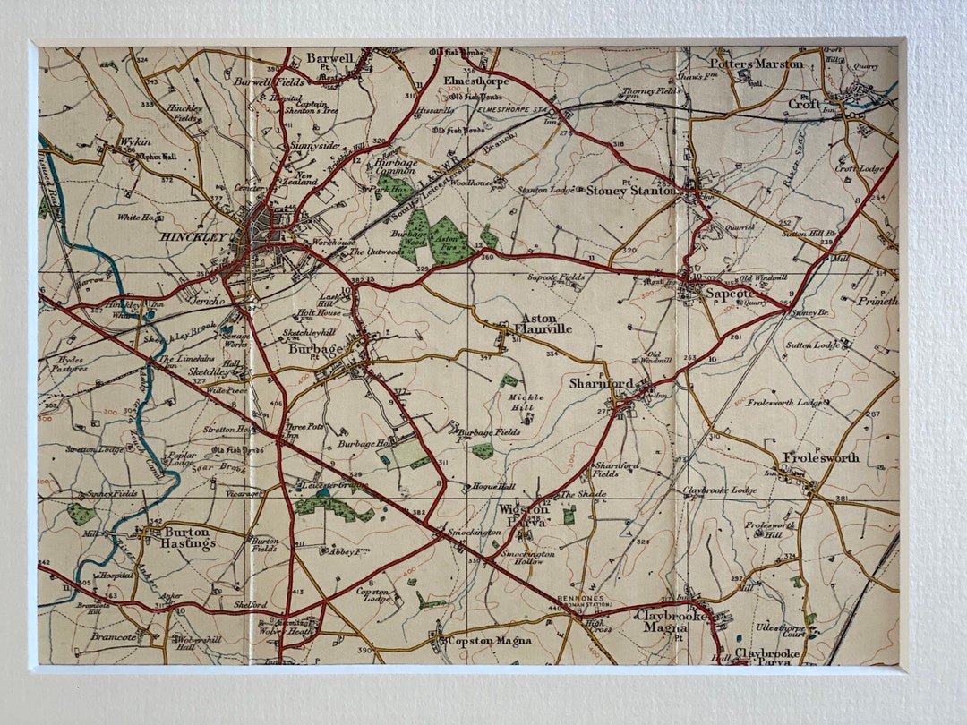 Hinckley, Sharnford, Croft Surrounding Area Original 1920 Ordnance ...