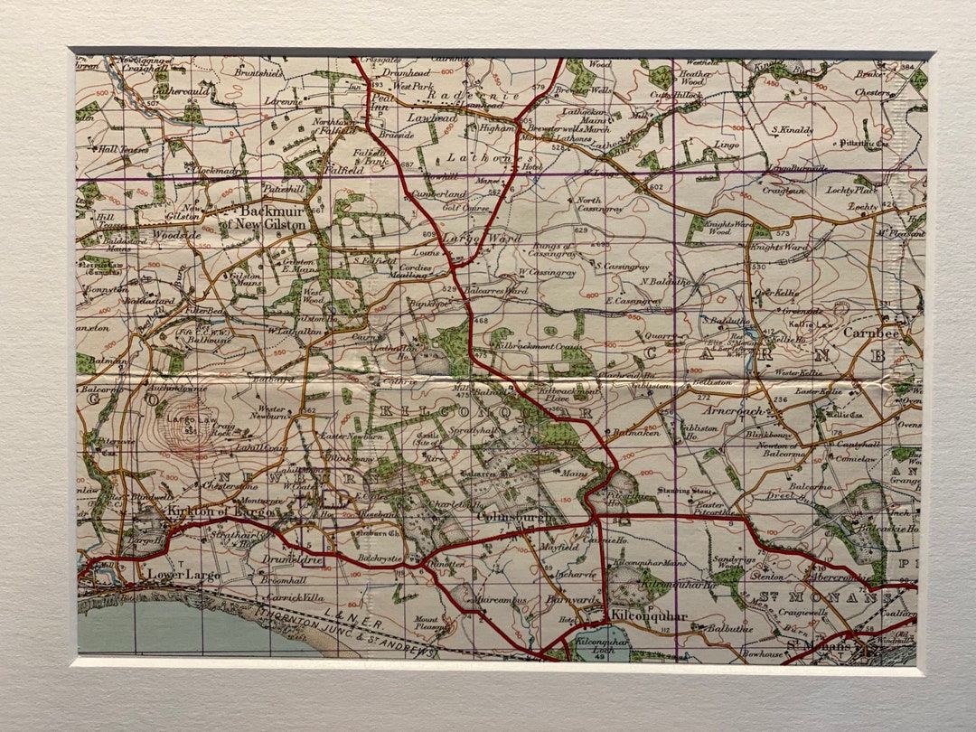Colinsburgh and Surrounding Area Original 1927 Ordnance Survey Mounted ...