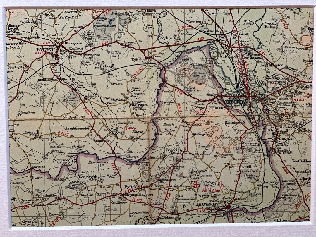 Oxford, Witney, Abingdon and Surrounding Area Original 1946 Bartholomew ...