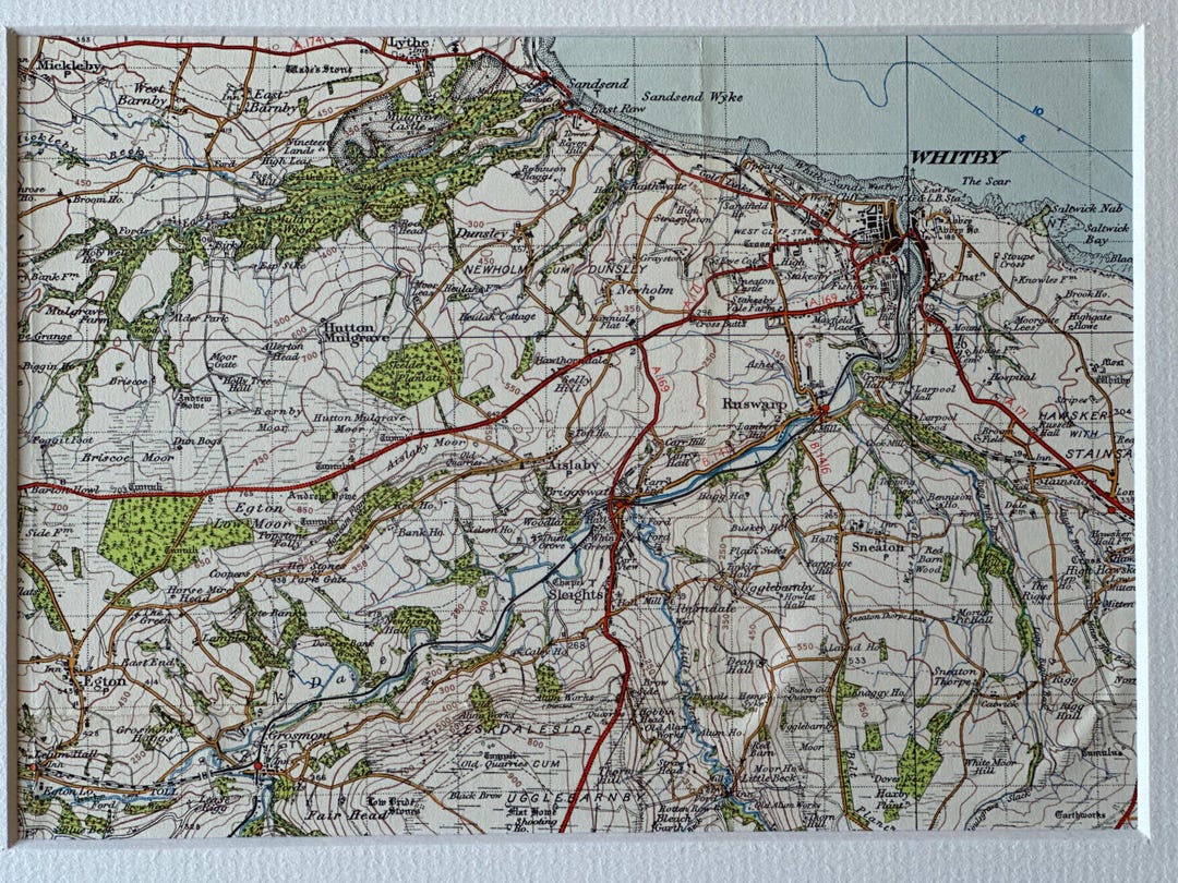 Whitby, Ruswarp, Egton and Surrounding Area Original 1947 Ordnance ...
