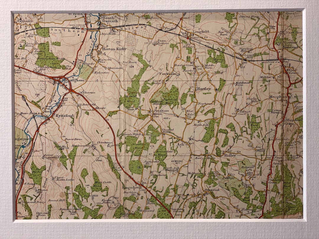 Farningham, Eynsford, Brands Hatch and Surrounding Area Original 1930 ...