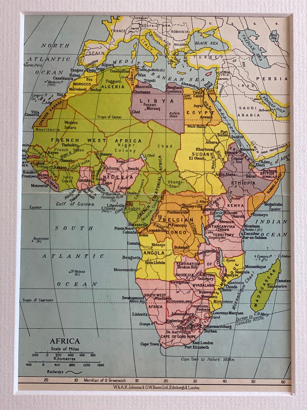 Africa Original 1958 Johnston's Pocket Atlas - Etsy