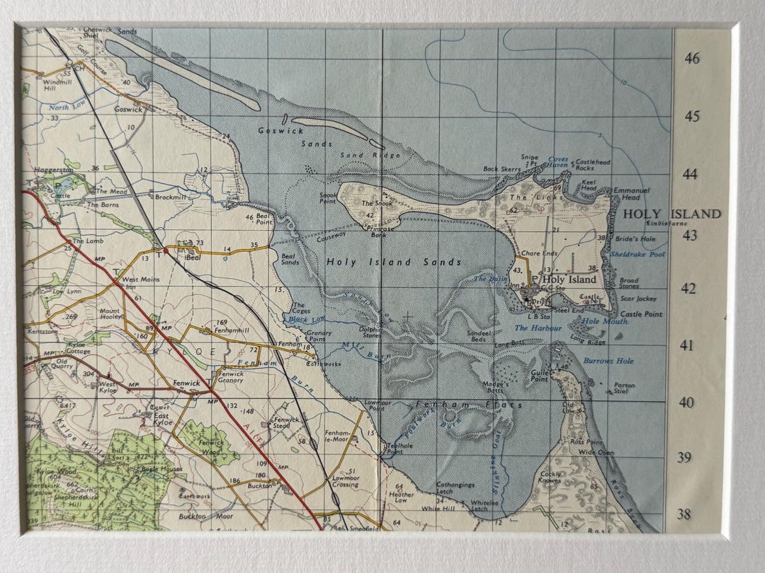 Holy Island, Beal, Holy Island Sands and Surrounding Area Original 1965 ...