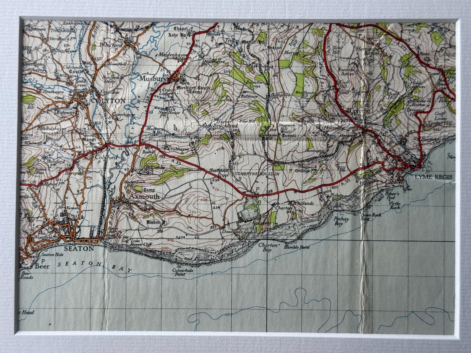 Seaton, Lyme Regis, Colyton and Surrounding Area Original 1945 Ordnance ...