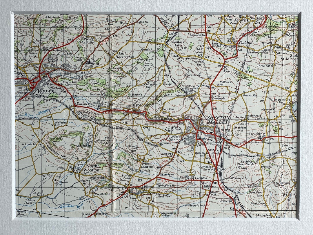 Shepton Mallet, Wells, Oakhill and Surrounding Area Original 1954 ...