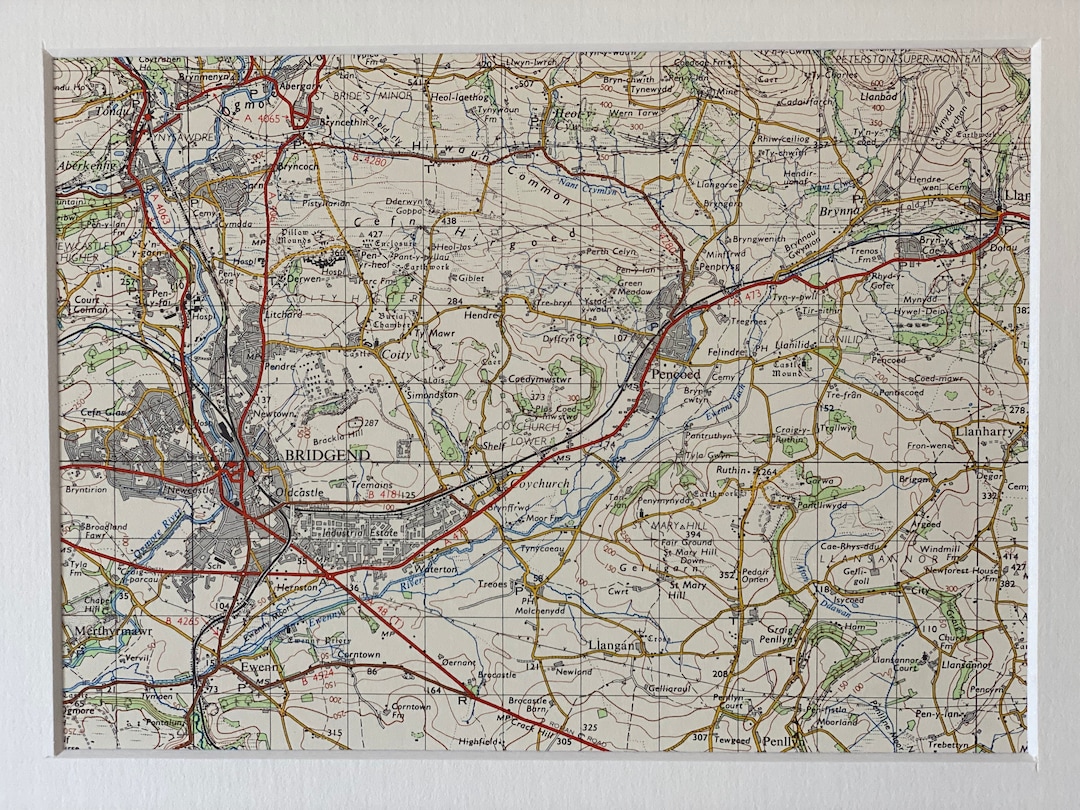 Bridgend, Pencoed, Ewenny and Surrounding Area Original 1969 Ordnance ...