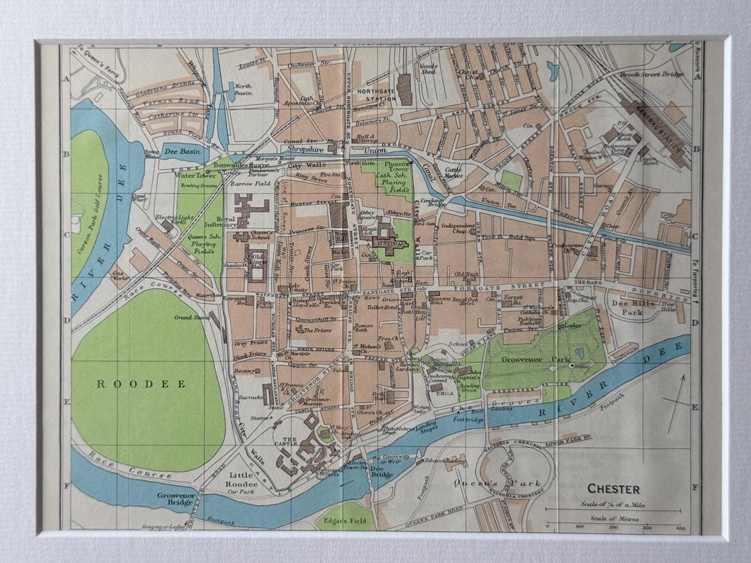 Chester Original 1957 Blue Guide Mounted Map - Etsy
