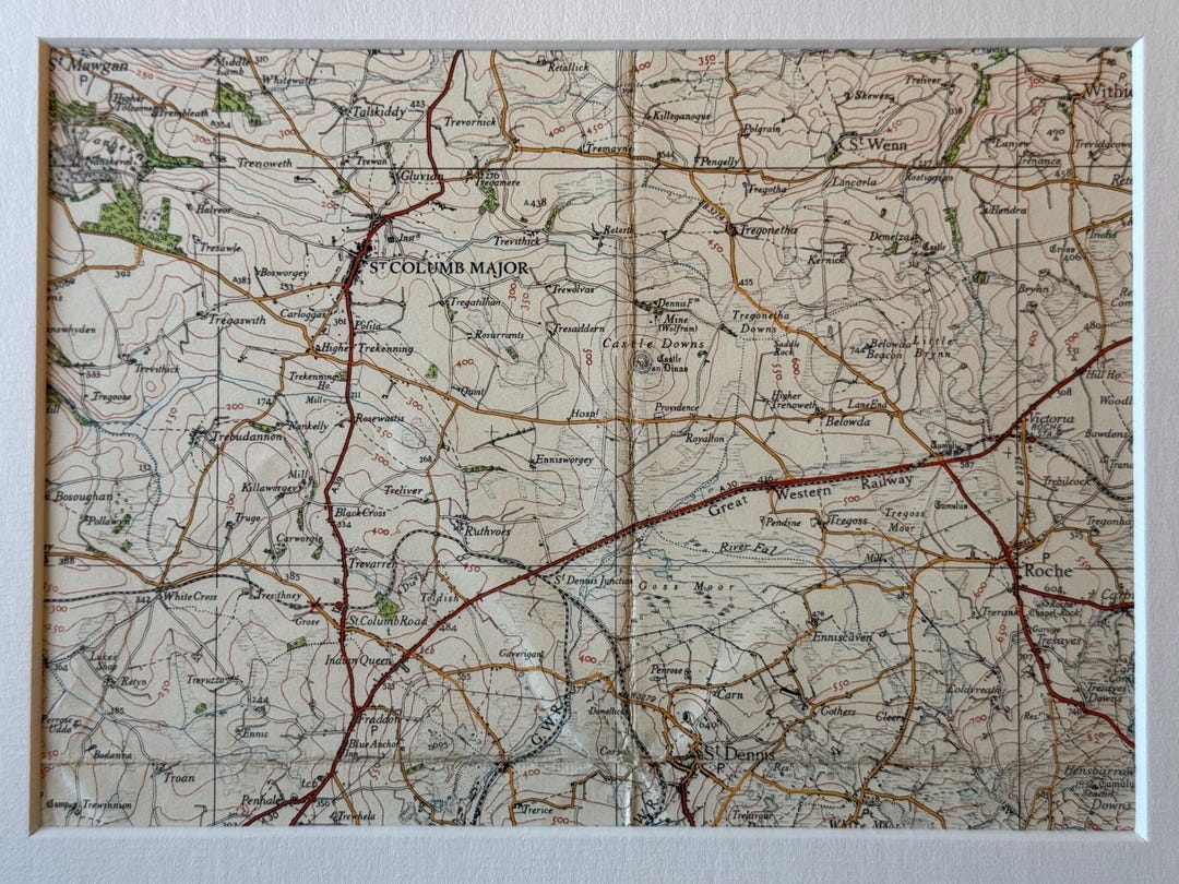 St Columb Major 1934 Ordnance Survey Map: Vintage Cornwall Wall Art - Etsy