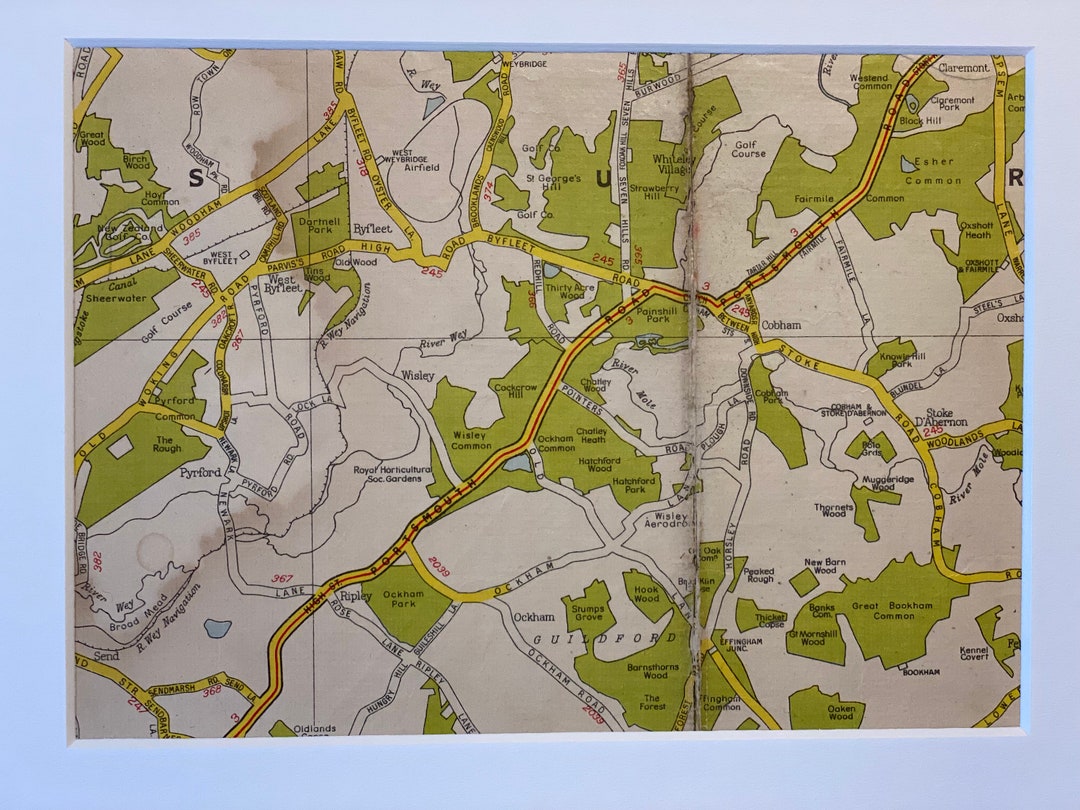 Cobham, Pyrford, Ockham and Surrounding Area Original 1955 Geographers ...