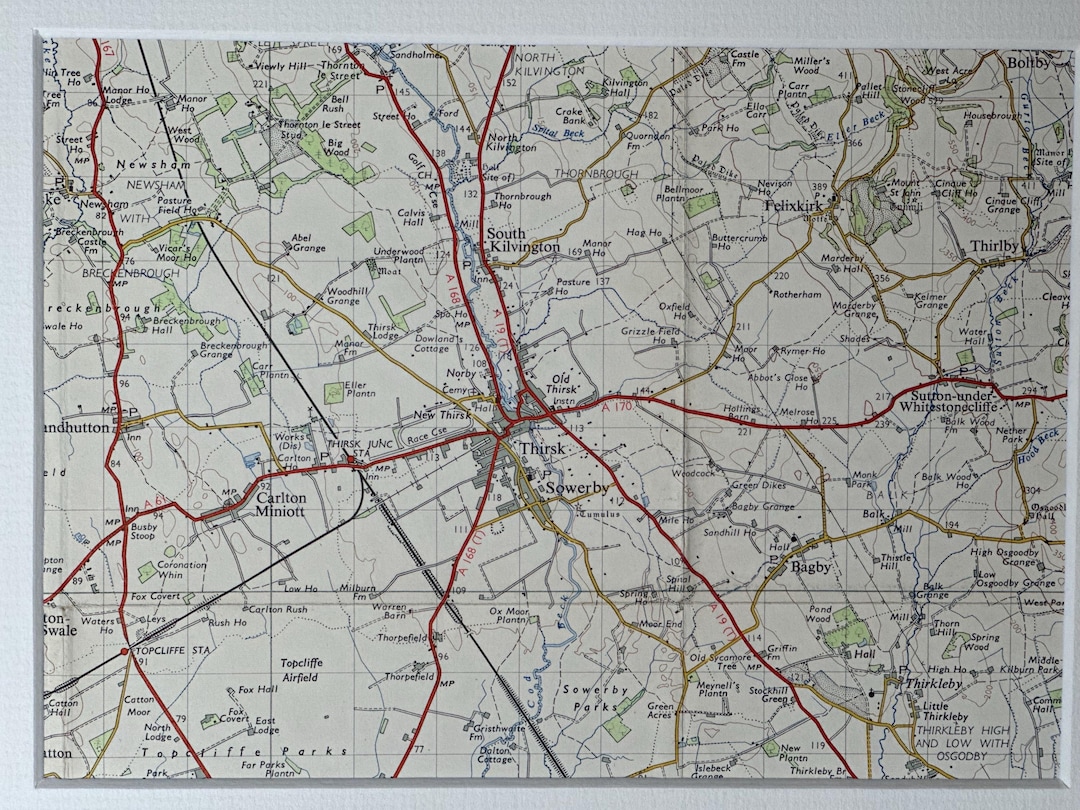 Thirsk, Carlton Miniott, Bagby and Surrounding Area Original 1955 ...