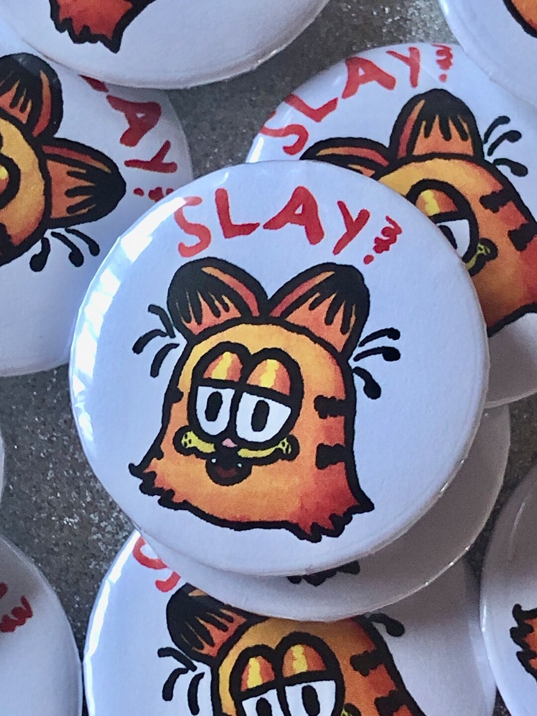 Garfield Slay Funny Badge - Etsy