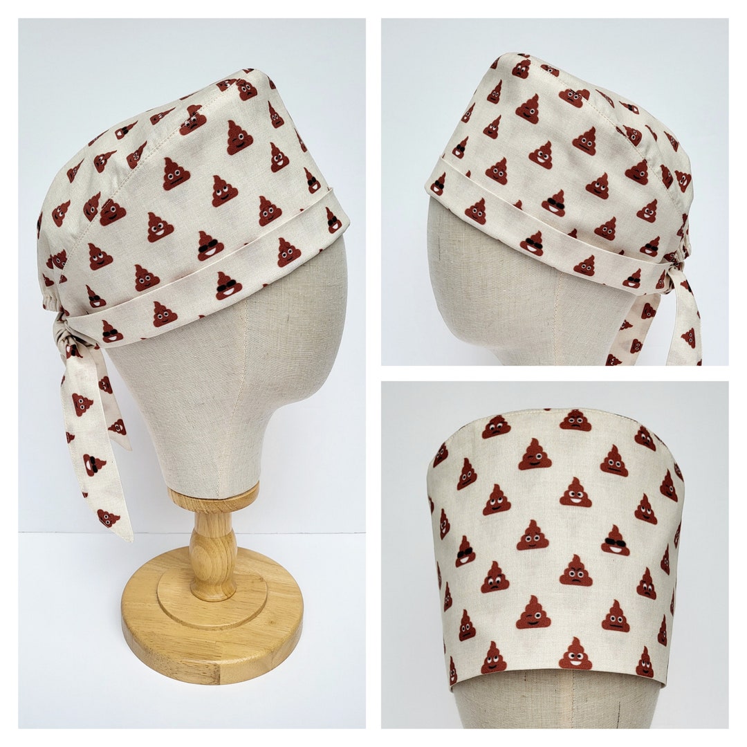 Cool Poo Emoji Print Surgical Scrub Hat, Gastroenterology Scrub Cap ...