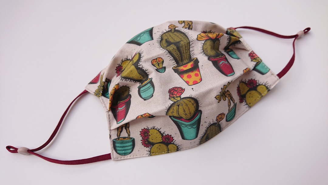 Silk Lined Face Mask, Prickly Cactus Butts Face Covering, Cotton Three ...