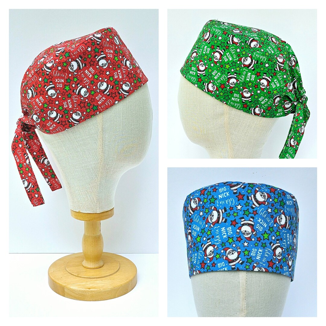 Big Nick Energy Print Surgical Scull Cap, Funny Santa Scrub Hat ...