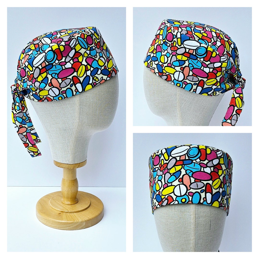 Pill Print Surgical Scull Cap, Pharmacy Scrub Hat, Hospital Dispensary ...