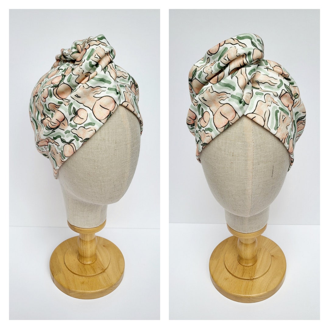 Peachy Butts Organic Cotton Jersey Spa Hair Turban, Head Wrap, Bath ...