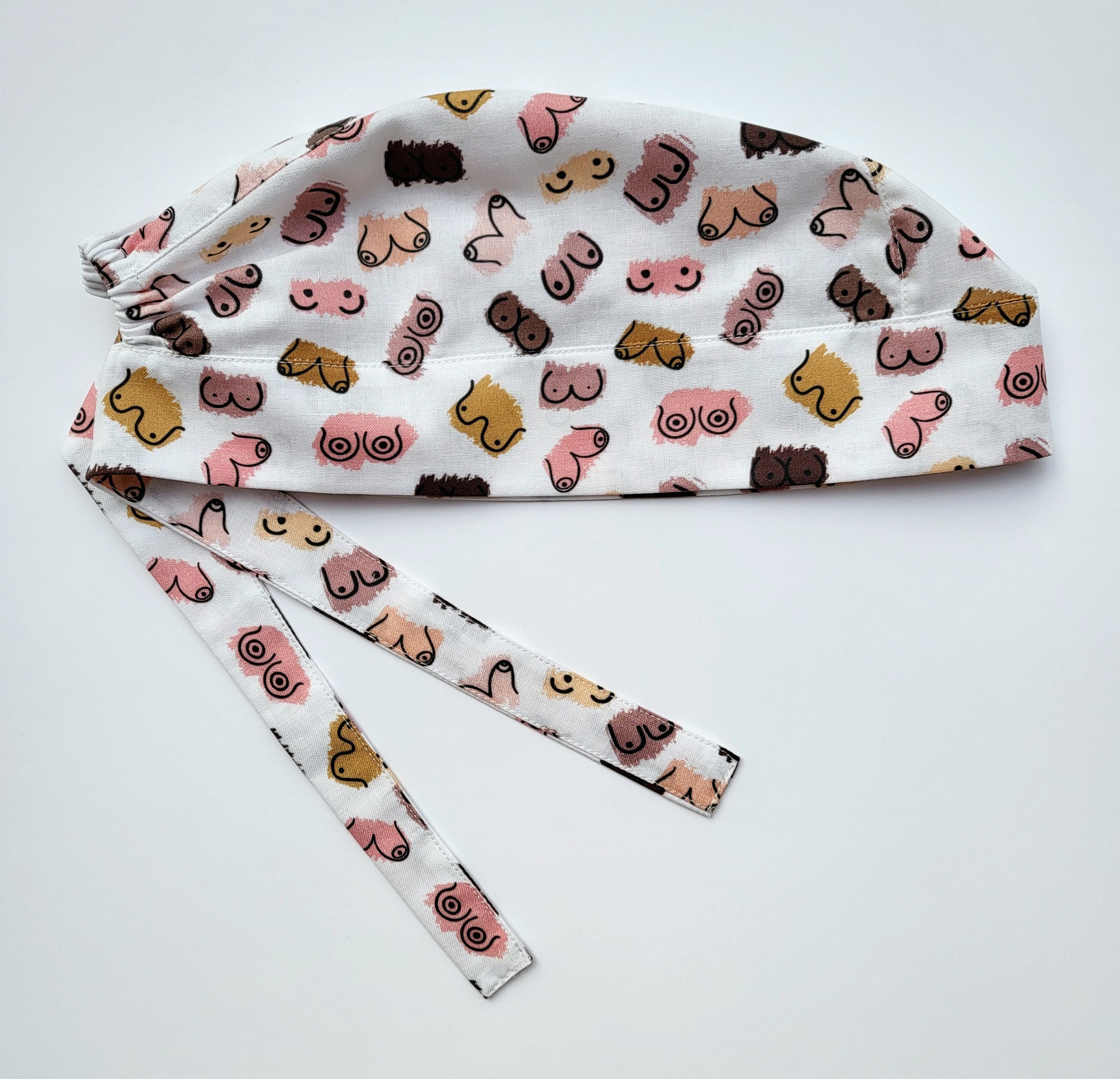 Cute Boob Print Surgical Scull Cap, Diversity Boobs Scrub Hat ...