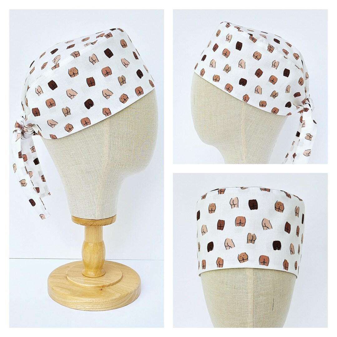 Ditsy Butt Print Surgical Scull Cap, Booty Print Scrub Hat, BBL ...