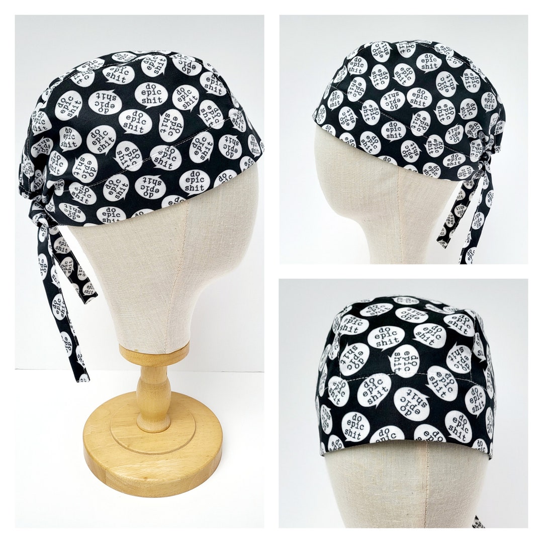Epic Sweary Unisex Surgical Scull Cap, Black and White Chef's Hat ...