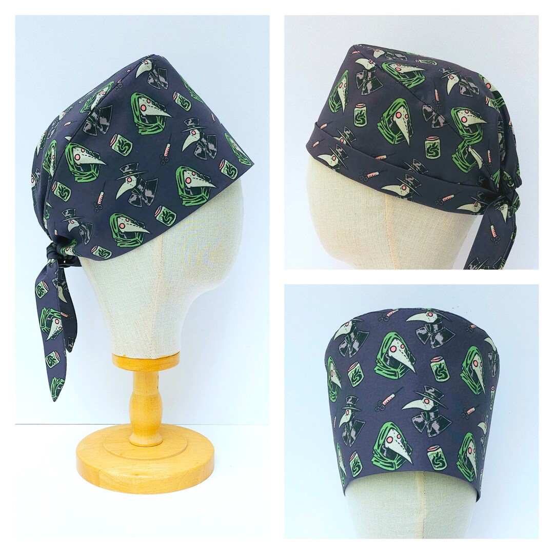 Scary Plague Doctor Surgical Scrub Hat, Halloween Plague Dr Scrub Cap ...