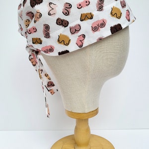 Cute Boob Print Surgical Scull Cap, Diversity Boobs Scrub Hat ...