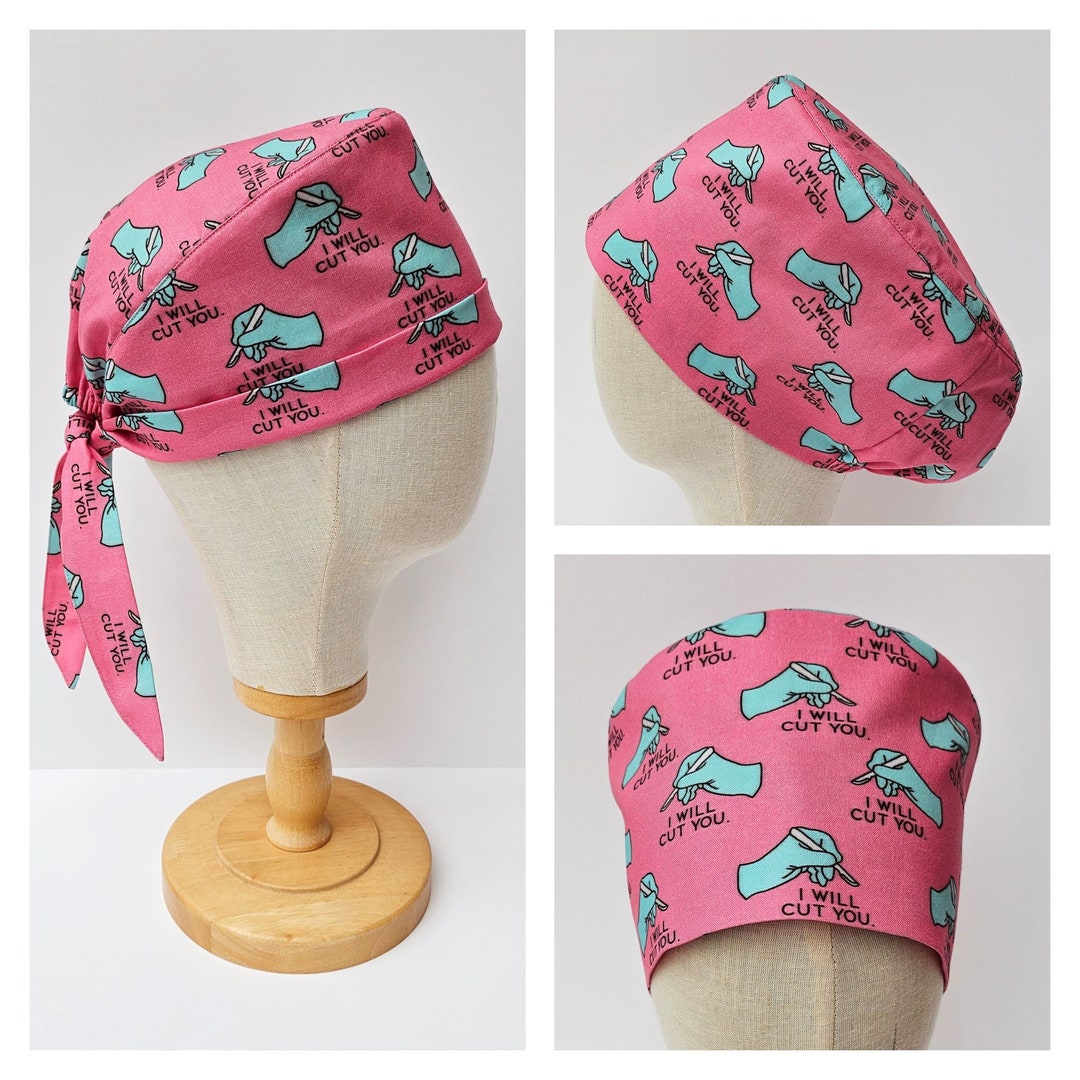 General Surgery Scrub Hat, I Will Cut You Scalpel Print Surgical Scrub ...