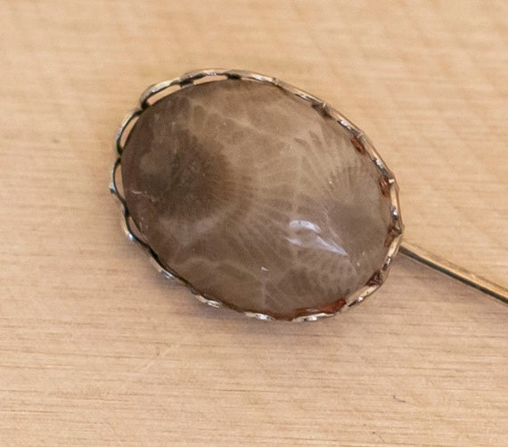 Vintage Victorian Fossilized Coral Stick Pin - B9 - Gem
