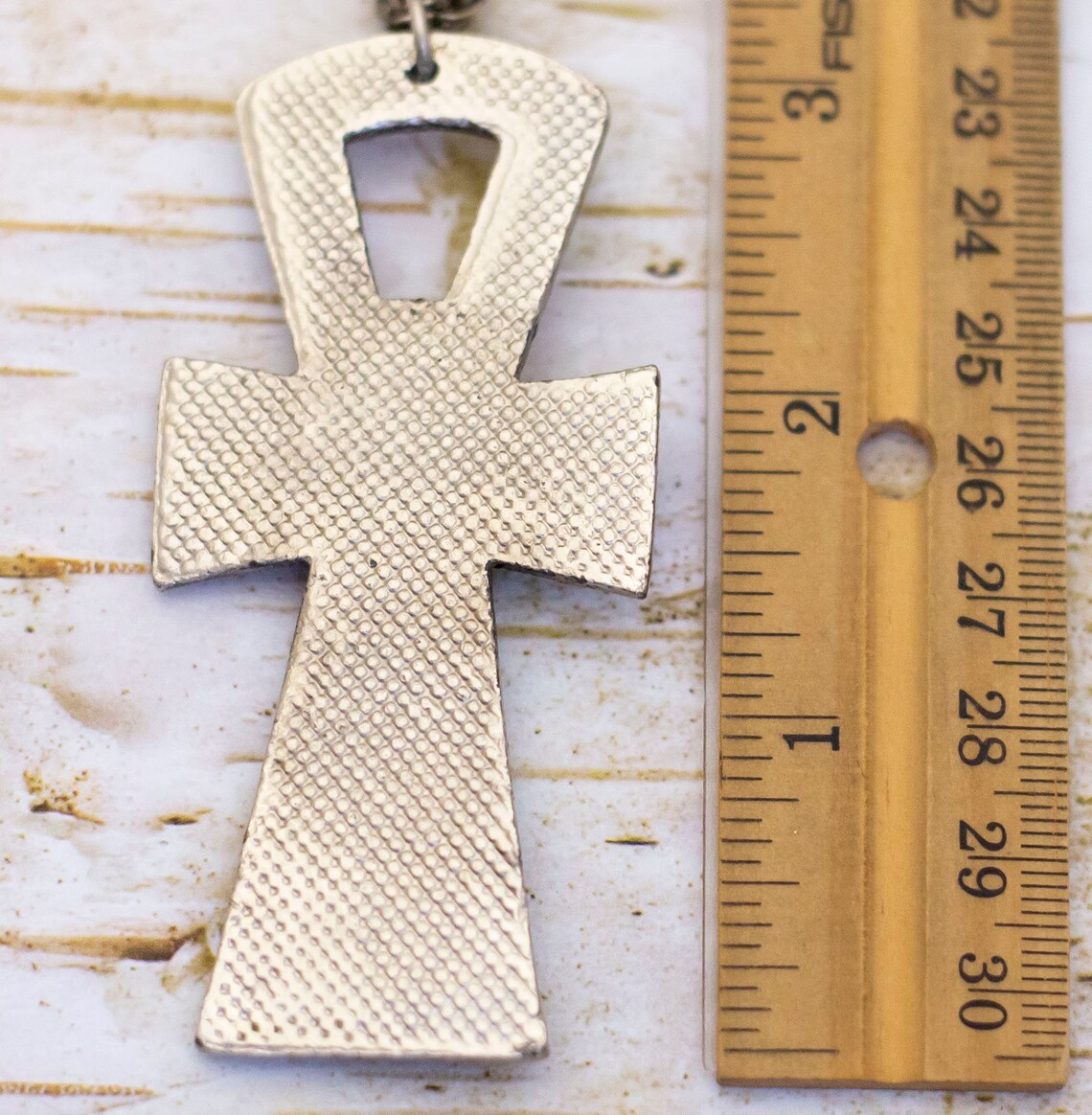 30 Inch, Vintage Ankh Cross Blue Beads Silver Tone Necklace BB2 - Etsy