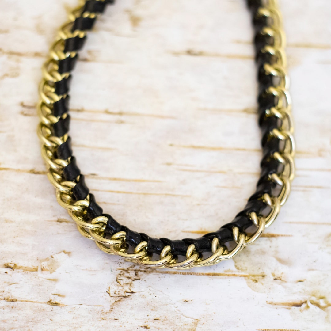 19 Inch, Vintage Black & Gold Twist Rope Chain Necklace B16 - Etsy