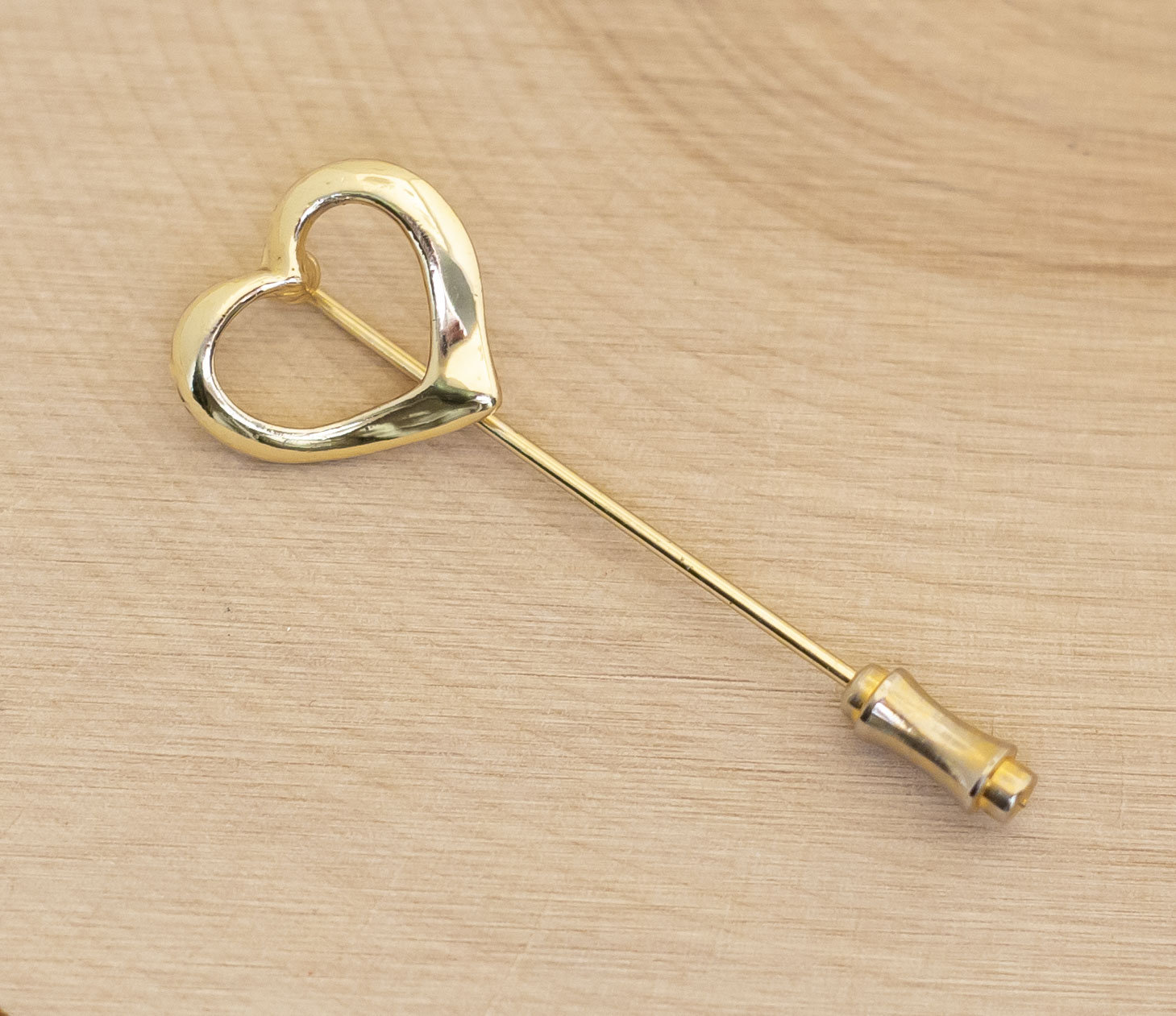Vintage Gold Tone Hollow Heart Stick Pin - B9 - Etsy