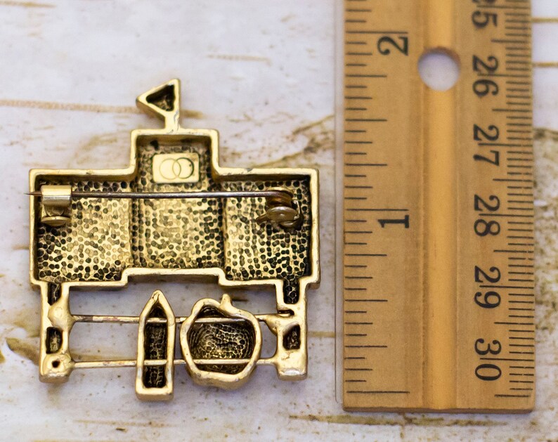 Vintage Modern School Building Gold Tone Brooch - BR1 - Etsy
