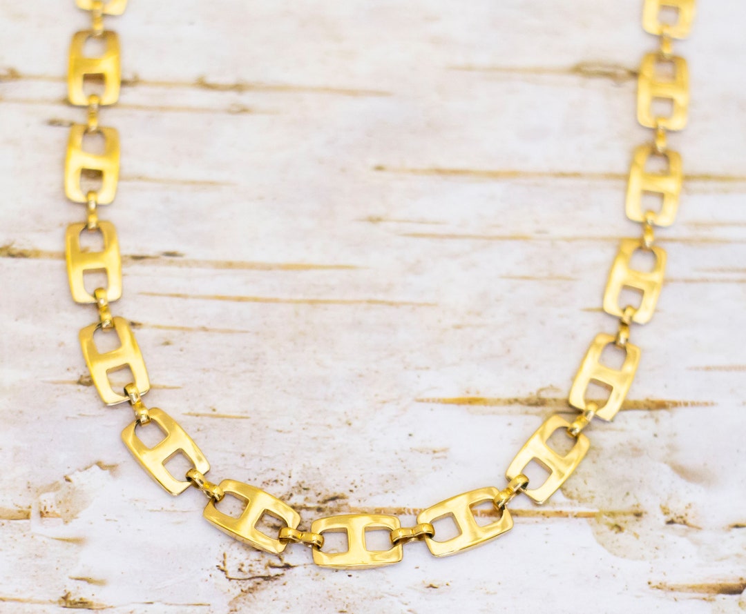 21 Inch, Vintage Gold Tone Anchor Style Chain Necklace - BU1 - Etsy