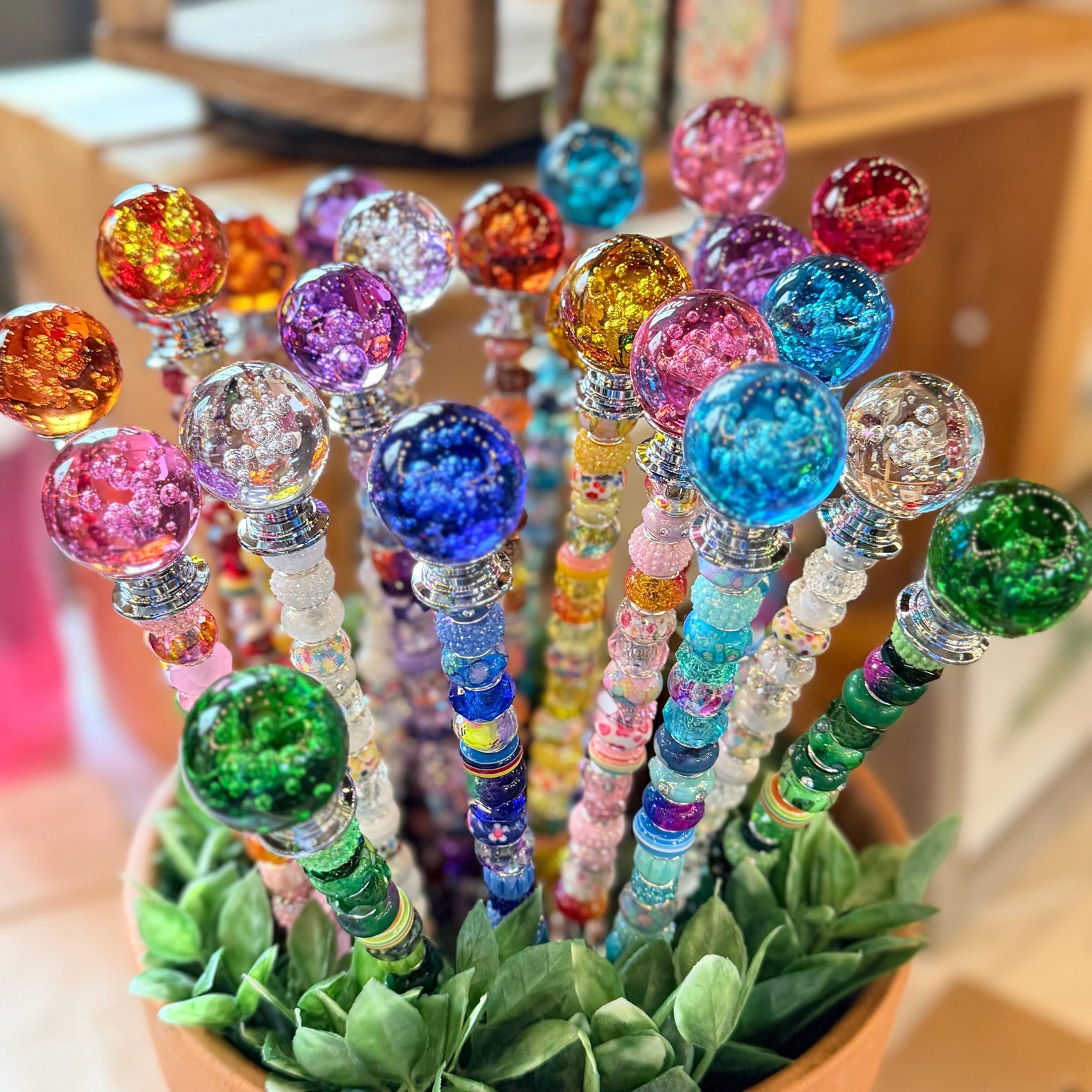 Beaded Plant Stakes: Handmade Plant Bling, Fairy Garden Decor - Etsy Canada