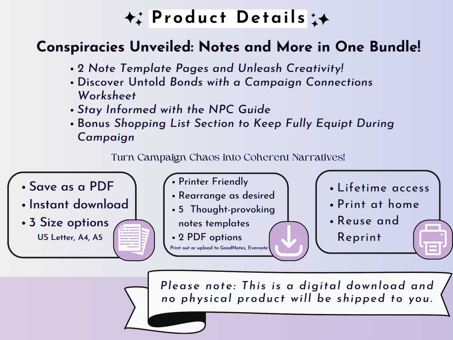 Tabletop RPG Notes Bundle: Character Observation, Campaign, NPC Notes ...