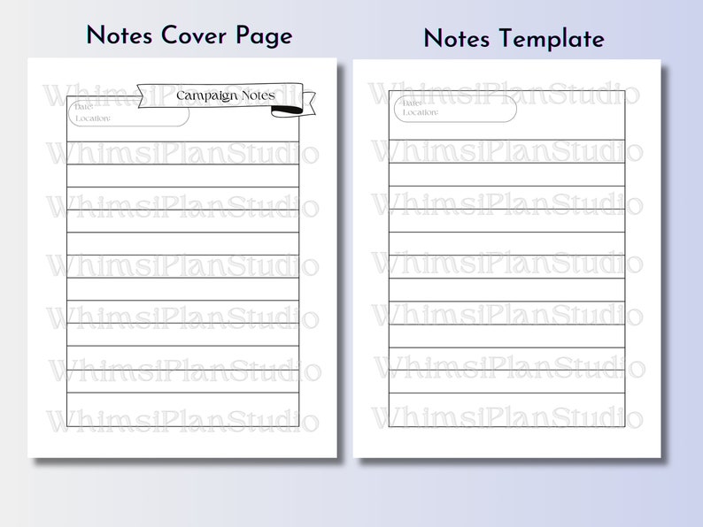Tabletop RPG Notes Bundle: Character Observation, Campaign, NPC Notes ...