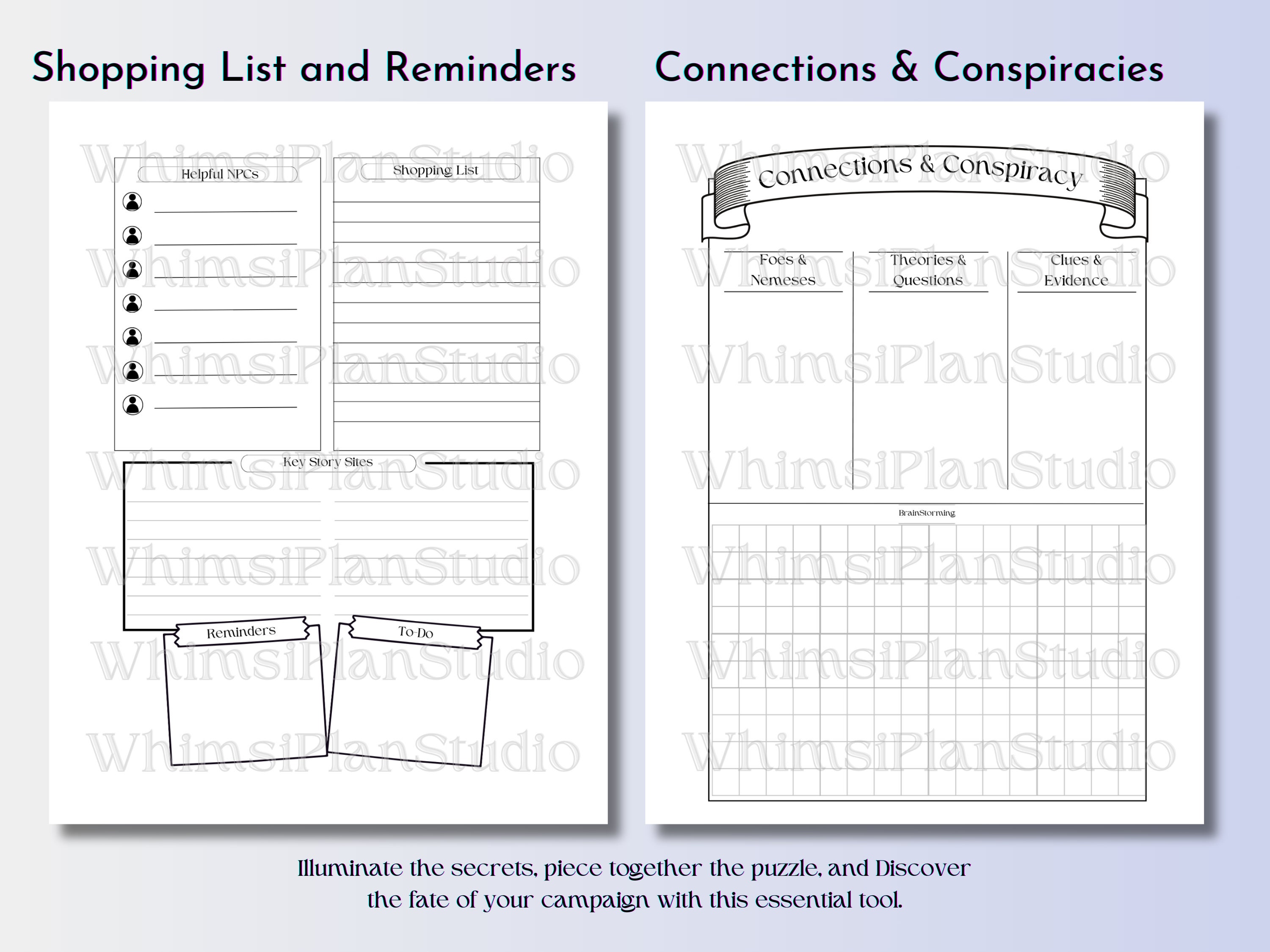 Tabletop RPG Notes Bundle: Character Observation, Campaign, NPC Notes ...