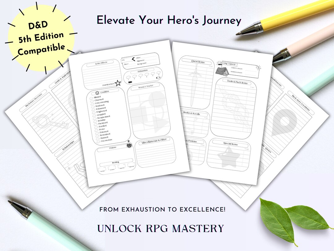 Tabletop RPG Digital Bundle Condition Tracker, Resource Tracker, Active ...