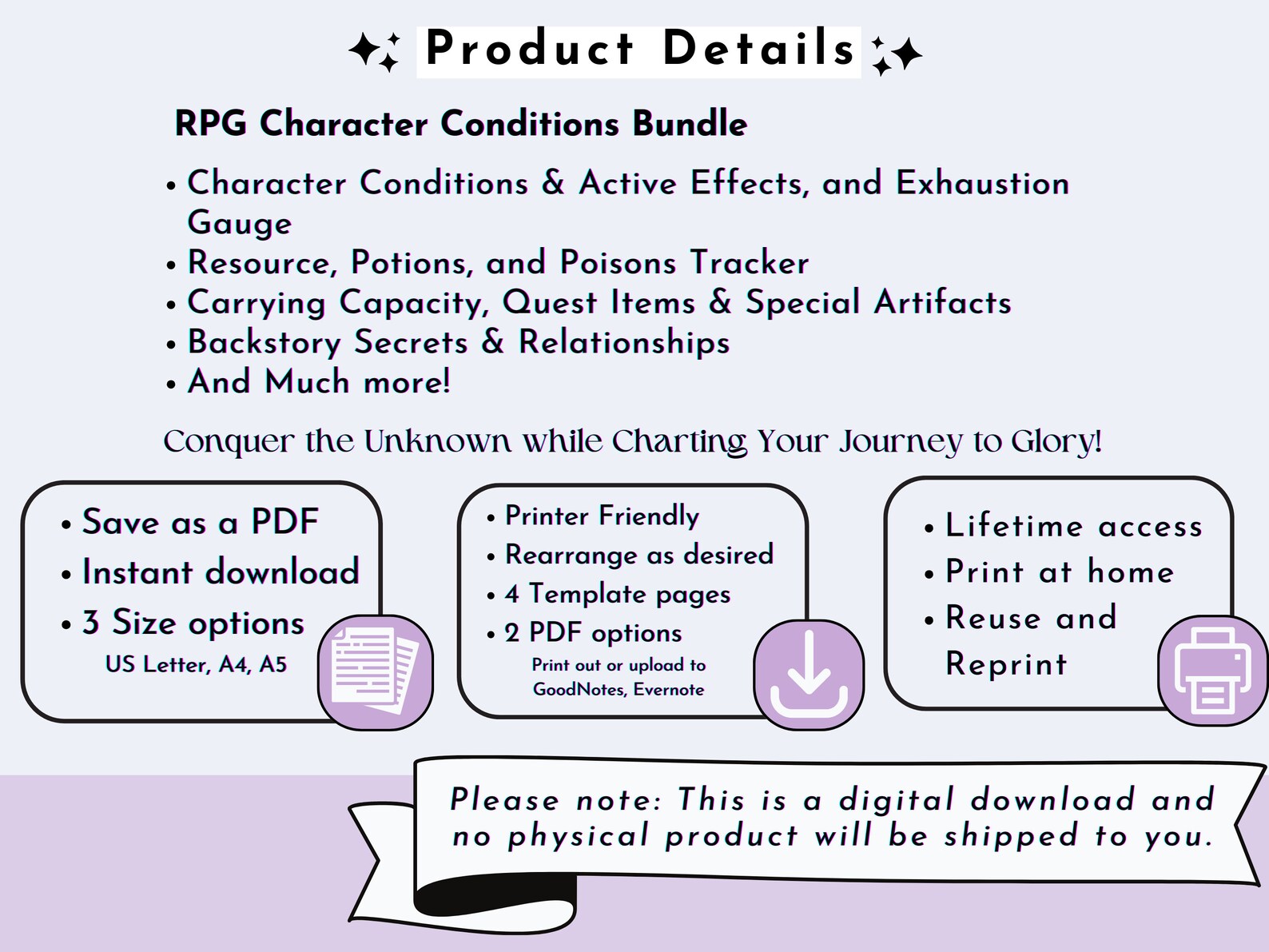 Tabletop RPG Digital Bundle Condition Tracker, Resource Tracker, Active ...