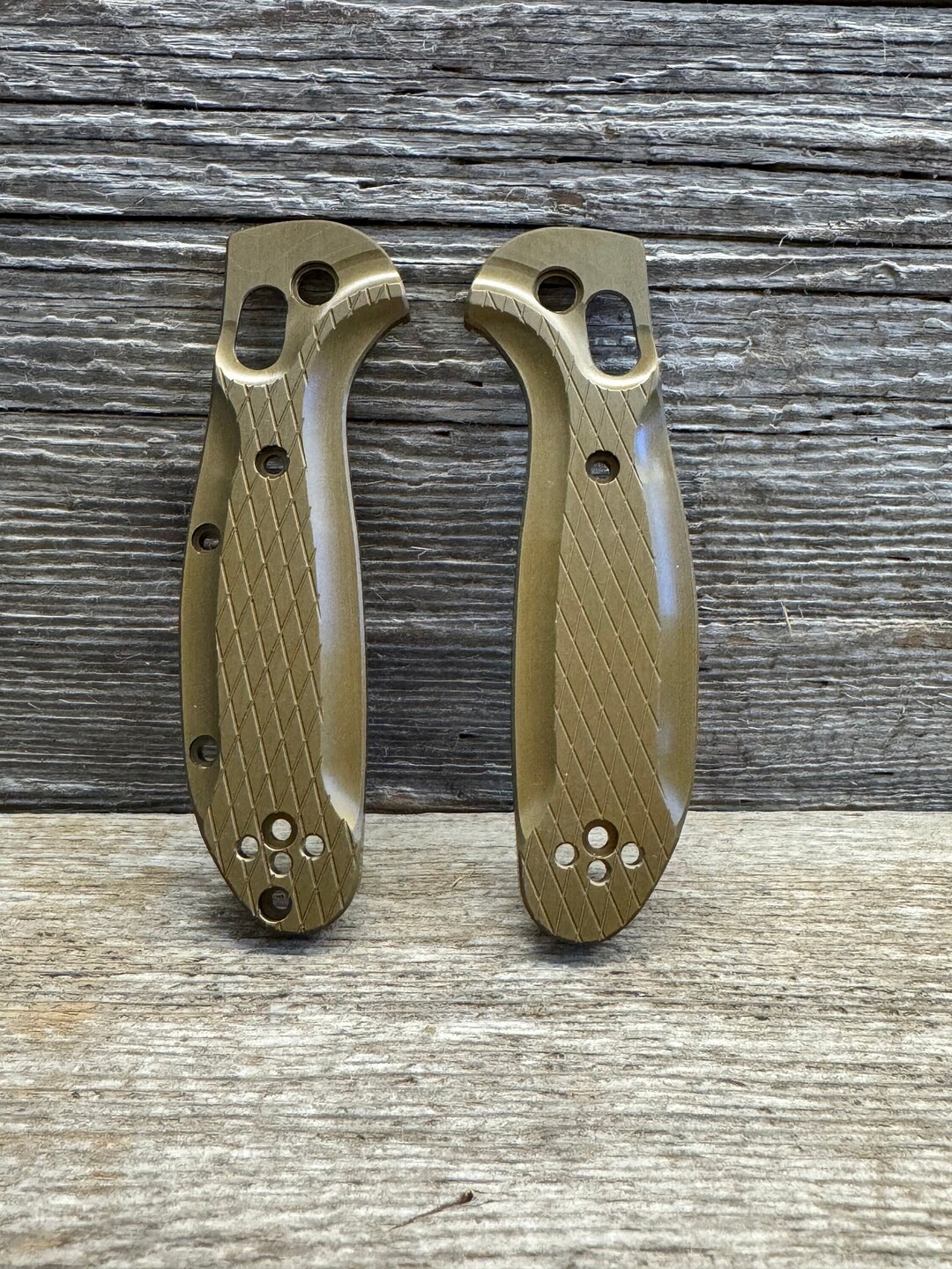 Billet Aluminum, Brown, Diamond Hatched, Made in USA, Benchmade Mini ...