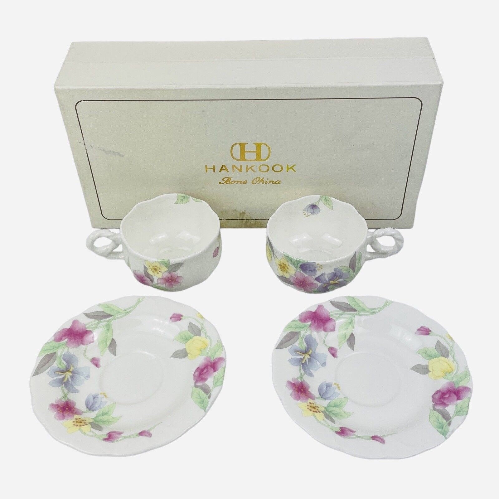 Hankook Bone China England Original Tech Teacup Saucers 2 Sets Korea ...