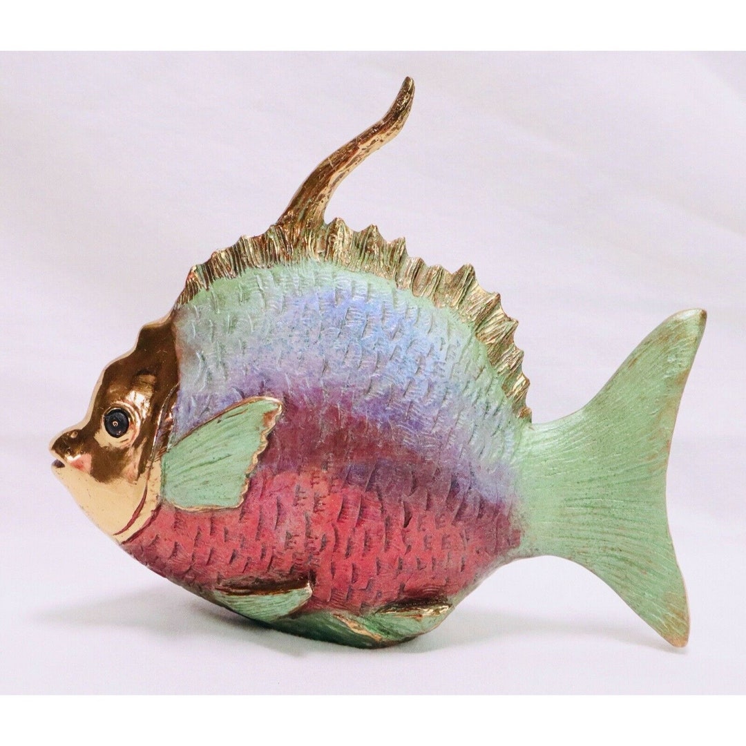Vtg RARE Icarus 1992 De Cesar Colored Bronze Tropical Fish Signed and ...