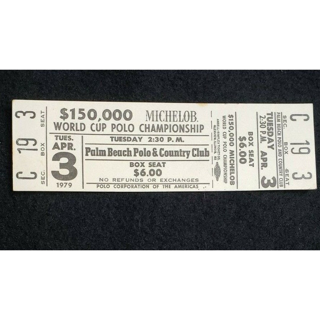 1979 Vintage Michelob World Cup Polo Championship Ticket Stub Palm ...