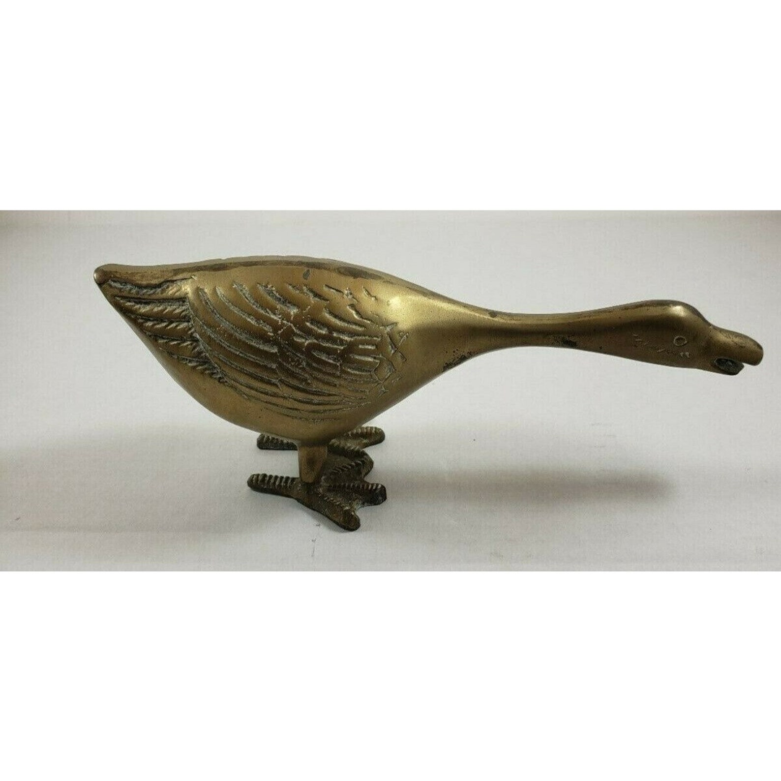 Vintage Solid Brass Goose Figurine Paperweight Long Neck Open Mouth ...