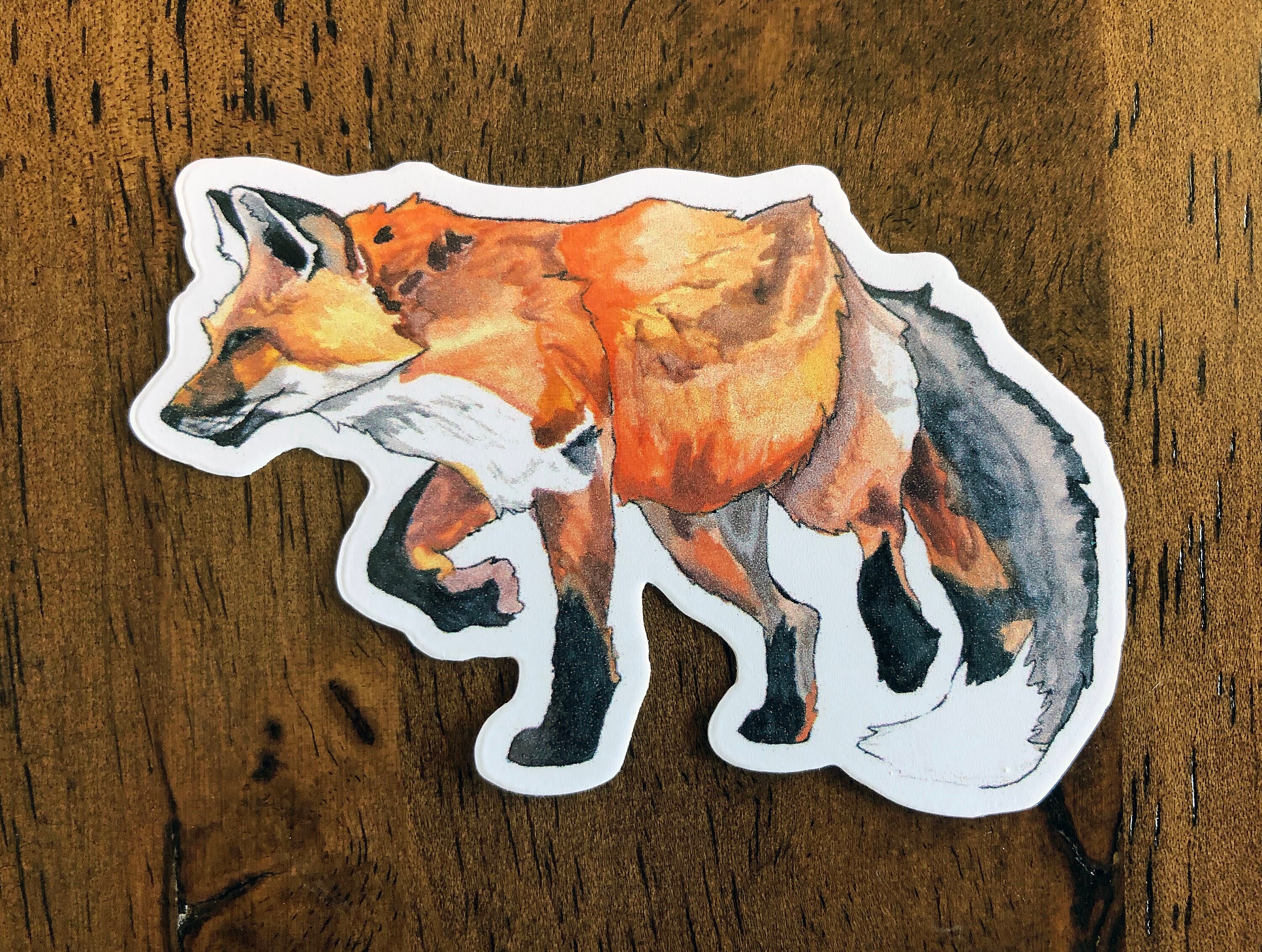 Watercolor Painted Fox Die Cut Vinyl Stickers | Etsy