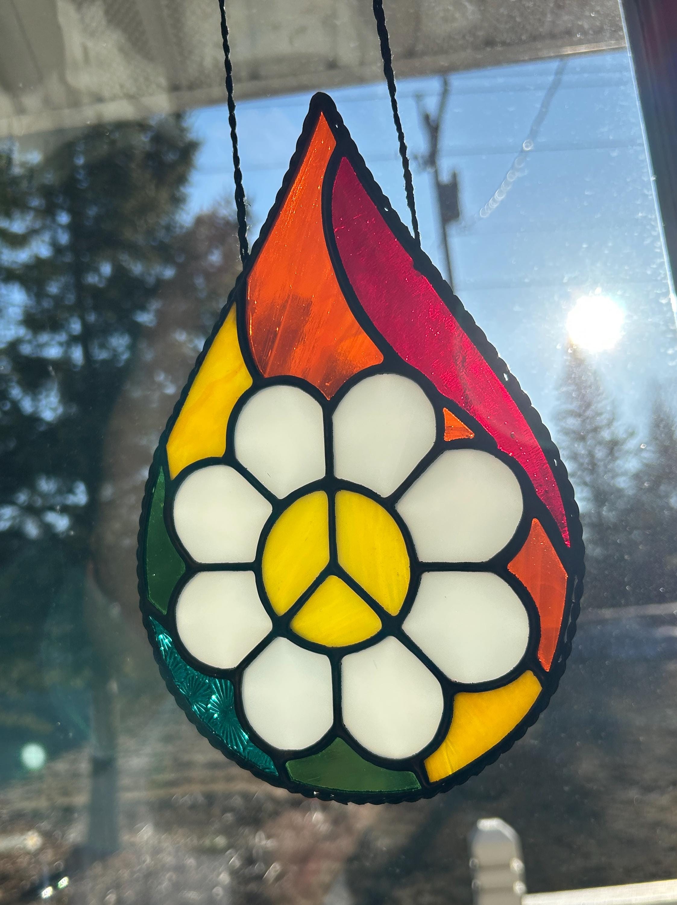 Stained Glass Rainbow Tear Drop Peace Sign - Etsy