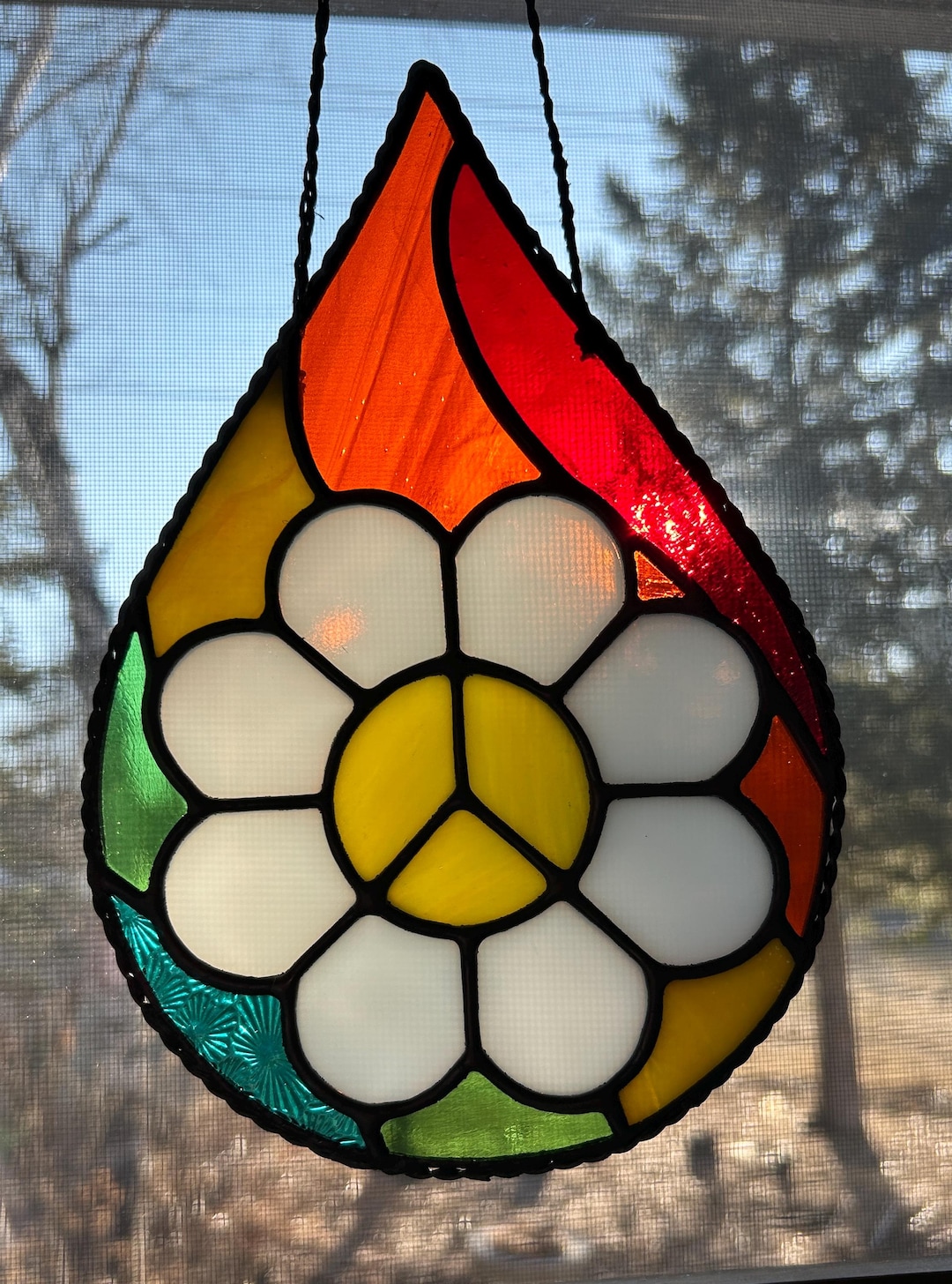 Stained Glass Rainbow Tear Drop Peace Sign - Etsy