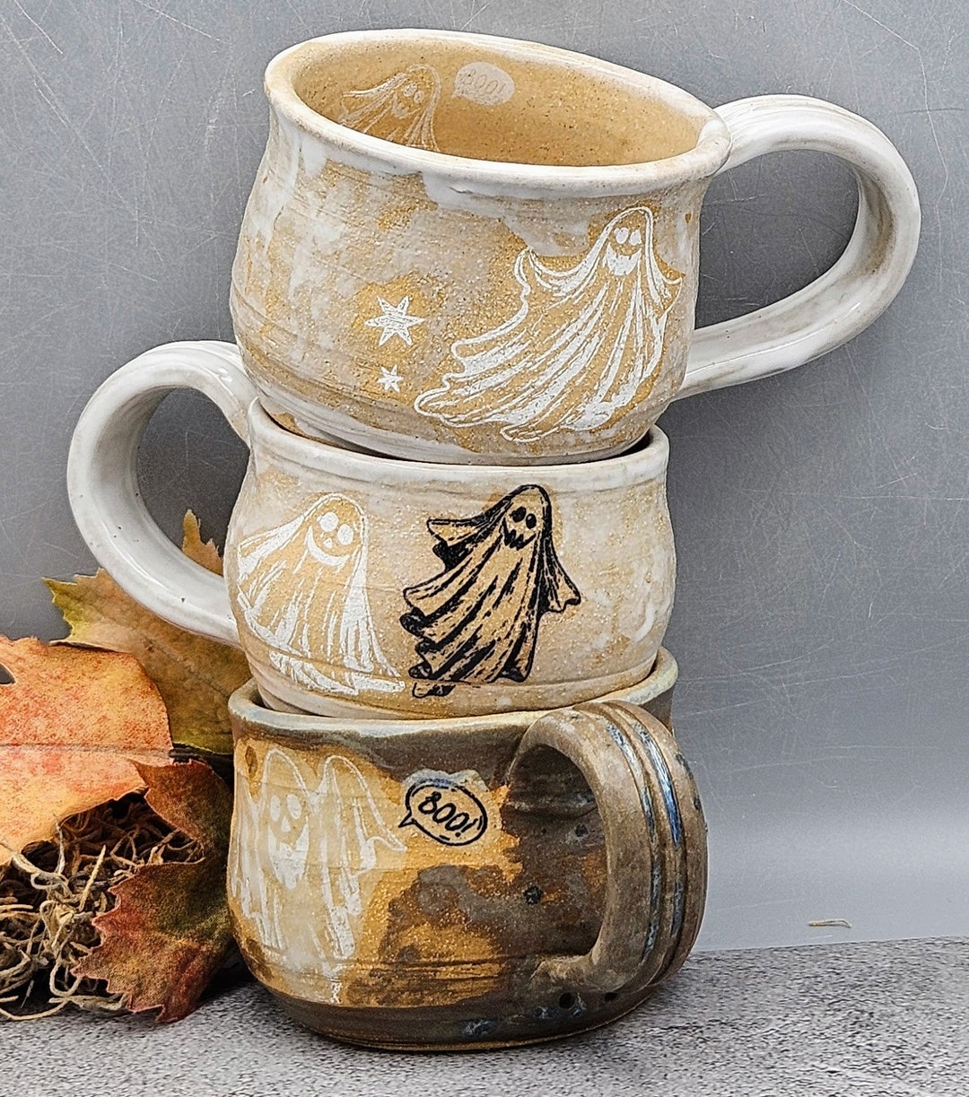 Handmade Rustic Ghost Gouls and Goblins, Halloween Hot Cider Mug Small ...